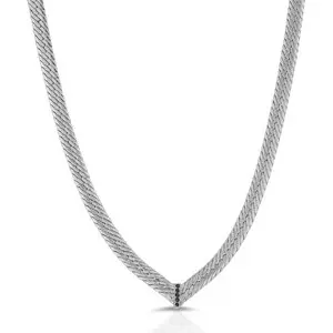 GLAMROCKS JEWELRY Cz Chevron Herringbone Necklace - Silver