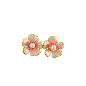 THE PINK REEF Floral Stud Earrings - Orange
