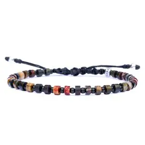 HARBOUR UK Stone And Steel Beaded Bracelet - Brown