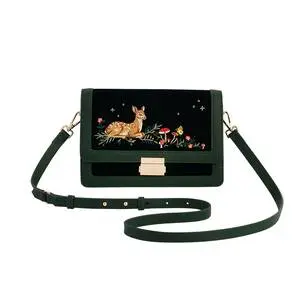 FABLE ENGLAND Fawn Embroidered Crossbody Bag - Green