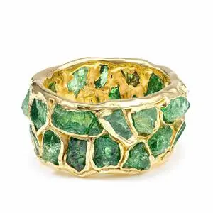 GERMAN KABIRSKI Viridi Ring With Tsavorite And Gold Plated Silver - Gold/green