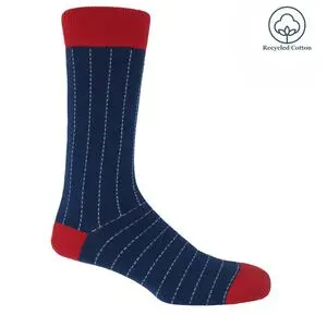 PEPER HAROW - MADE IN ENGLAND Dash Patterned Socks - Blue