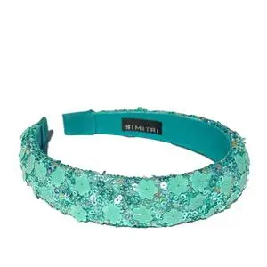SIMITRI Embroidered Sequin Headband - Green