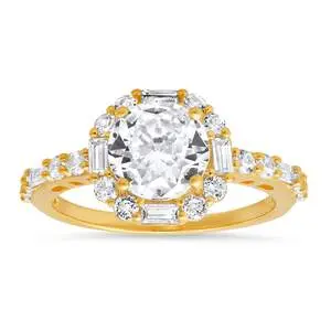 KYLIE HARPER Round And Baguette-cut Halo Cz Ring - Gold