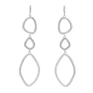 KAMARIA Organic Triple Shape Dangle Earrings Silver