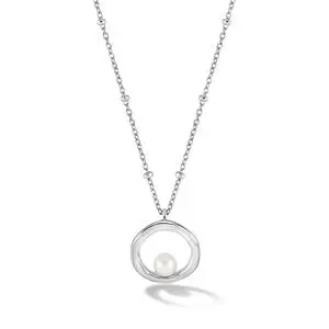 DOWER & HALL Open Circle Pearl Pendant Necklace - Silver