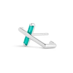 KASUN LONDON Angel Kiss Agate Stud Earring - Silver/green