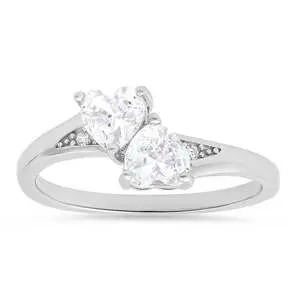 KYLIE HARPER Sterling Double Heart Cz Ring - Silver