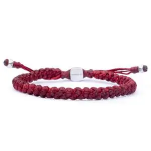 HARBOUR UK BRACELETS Chunky Rope Silver Bracelet - Red