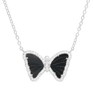 KAMARIA Butterfly Pendant Necklace - Silver