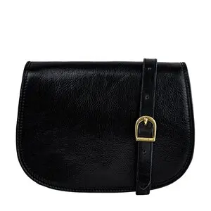 TIME RESISTANCE Leather Saddle Messenger Bag - Black