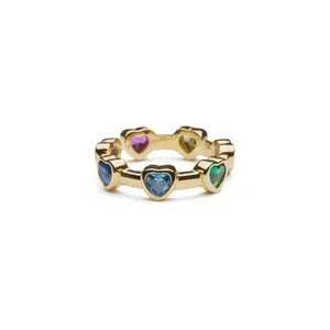 SHABELLA NYC Valentine Rainbow Gemstone Ring - Gold