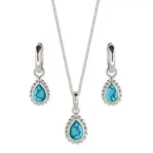 CHARLOTTE'S WEB JEWELLERY Sterling Silver Turquoise Necklace And Earring Set - Silver/blue