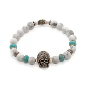 EBRU JEWELRY Beaded Indian Bracelet - Gold/blue/white
