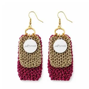 HILO DE MAR HILO DE MAR Hand-Knitted Earrings Pink/gold