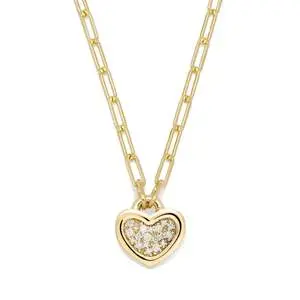 POTOSKA Link Heart Pave Short Necklace - Gold