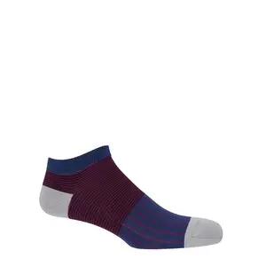 PEPER HAROW - MADE IN ENGLAND Oxford Stripe Trainer Socks - Blue