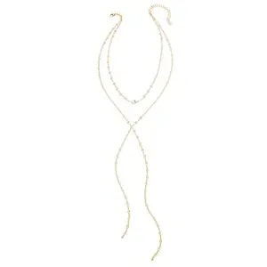 HEATHER HAWKINS Speak To Me Lariat Herkimer Diamond Necklace - Gold