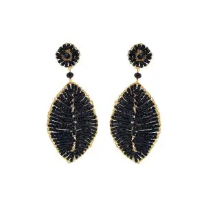 LAVISH BY TRICIA MILANEZE Leaf Dangle Earrings - Black/gold
