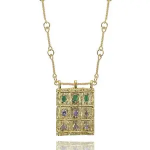 ECE LONDON The Atlas Amulet Necklace - Gold/green