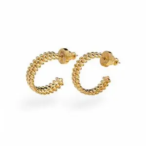 MISS CECILIA Amber Hoop Earrings - Gold