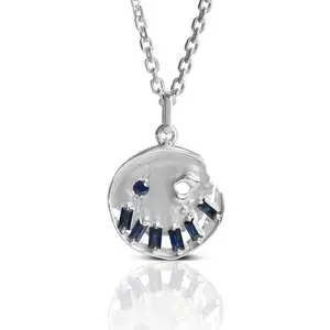 KASUN LONDON Smile! September Sapphire Pendant Necklace - Silver