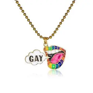 PASSIONATE PROTEST COLLECTION Say Gay Pendant Necklace - Brown/yellow