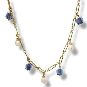 NINEMOO Blueberry Swing Necklace - Gold/blue
