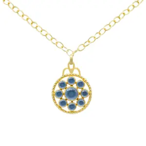 MARCIA MORAN Gold Plated Ambrosia Stone Medallion Necklace - Gold/blue