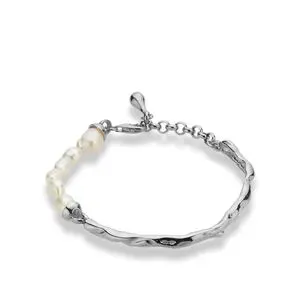 LINYA JEWELLERY Yira Pearl Cuff Bracelet - Silver