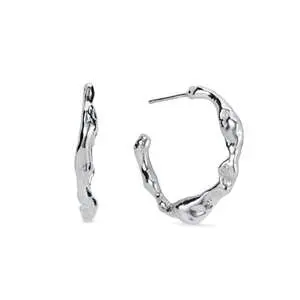 LULU AND BOO JEWELLERY Large Solid Sterling Hoop Earrings - Silver