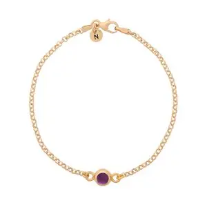 NELLOU JEWELLERY Amethyst Gemstone Bracelet Gold Plated Sterling Silver - Purple