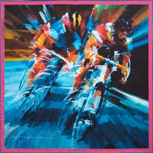 OTWAY & ORFORD Blue / Pink 'break Away' Cycling Silk Pocket Square. Full-size - Blue/pink