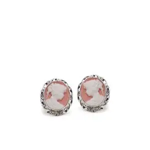 VINTOUCH ITALY Cameo Stud Earrings - Orange