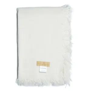 BEL CASHMERE Cashmere Foulard With Fringes Ivory - White