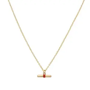 AUREE JEWELLERY Gold Vermeil Havana T-bar Necklace - Gold/red