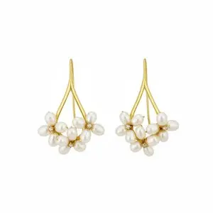 ANGEL BAROCCO Petal Cluster Pearl Drop Earrings - White