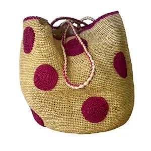 ZANATANY CONCEPTS Handmade Raffia Bucket Bag - Yellow