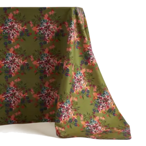 SOPHIE WILLIAMSON DESIGN Green / Pink Rectangular Tablecloth With Bold Flower Print On Green And Pink - Green/pink