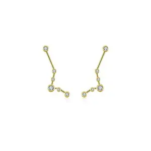 GENEVIEVE COLLECTION Pisces Zodiac Constellation Diamond Earrings Gold