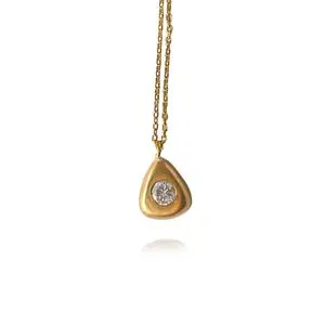 LINYA JEWELLERY Aura Minimal Stone Drop Necklace - Gold