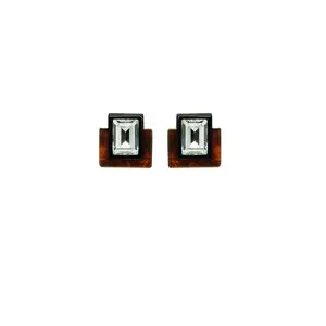 GISSA BICALHO Deco Rectangular Cut-off Stone Earrings - Brown