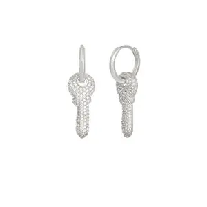 SPERO LONDON Key Hoop Sterling Drop Earrings - Silver
