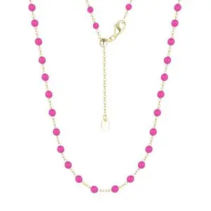 KAMARIA Enamel Beaded Chain Necklace - Pink
