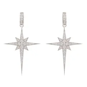 LATELITA North Star Burst Drop Earrings - Silver