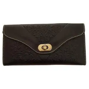 BERBER LEATHER Leather Tri-fold Purse - Black