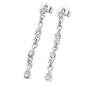 LUCY QUARTERMAINE Solid Sterling Skinny Drip Drop Earrings With White Topaz - Silver