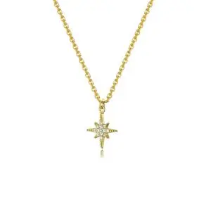 NAZZAR Mini Pave Star Burst Pendant Necklace - Gold