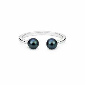 PEARL CODE Pearl Open Ring – Double Statement Design - Black