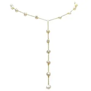 EYECONIC BY SAMAR AJRAM Freshwater Pearl And Chain Lariat Necklace - White